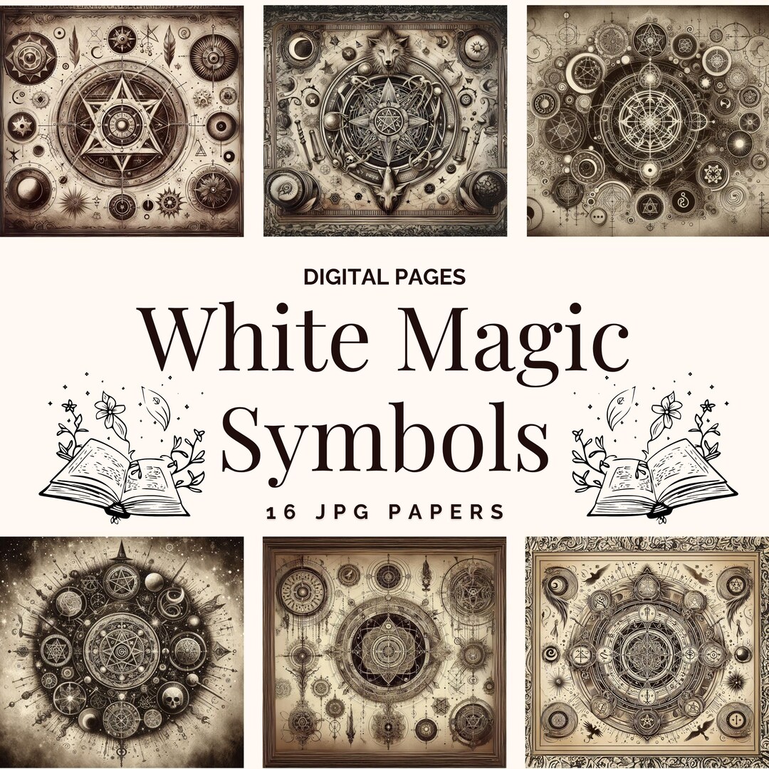 White Magic Symbols Digital Papers: Mystical Mandalas, Sacred Geometry ...