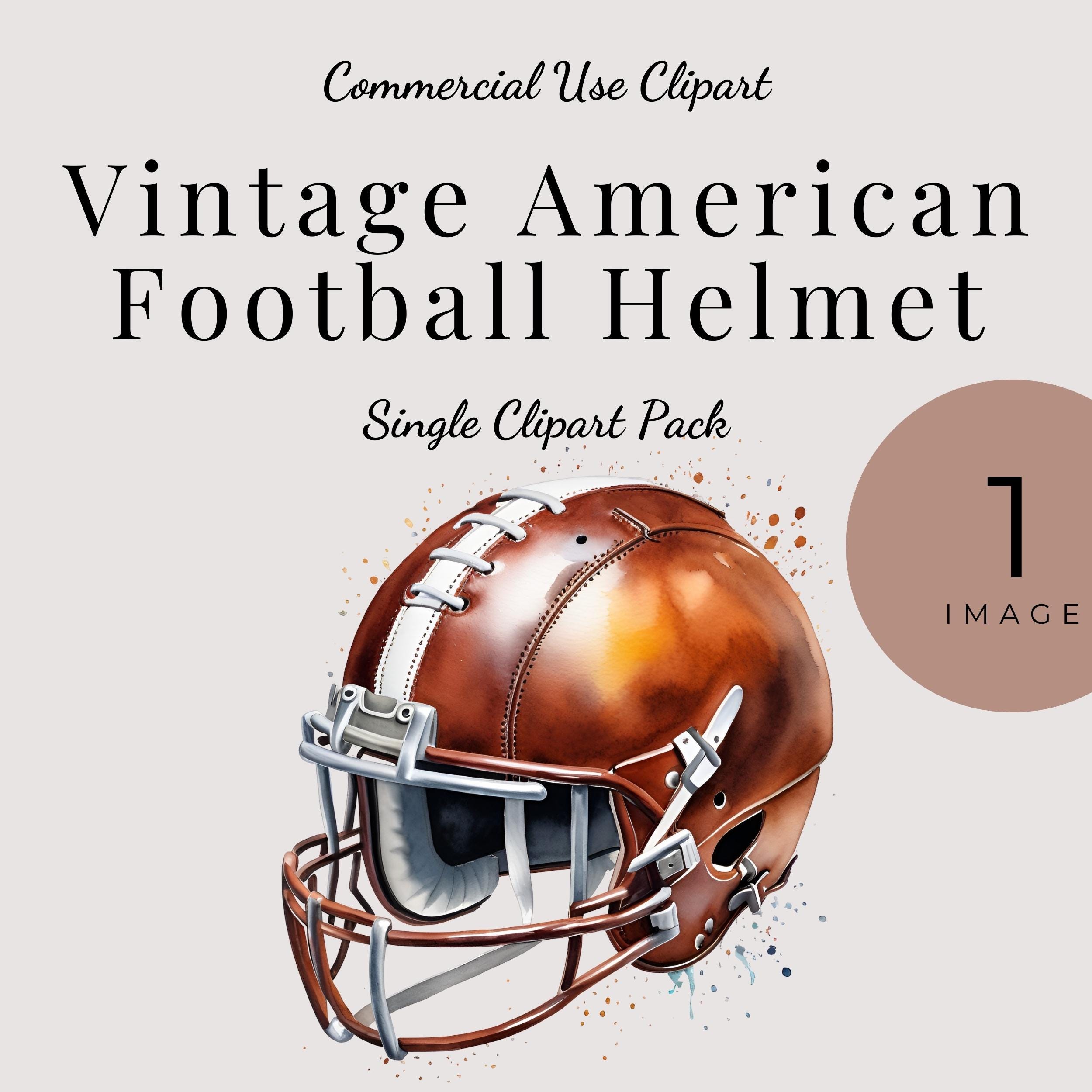 Vintage American Football Helmet Watercolor Single Clipart Pack Retro ...