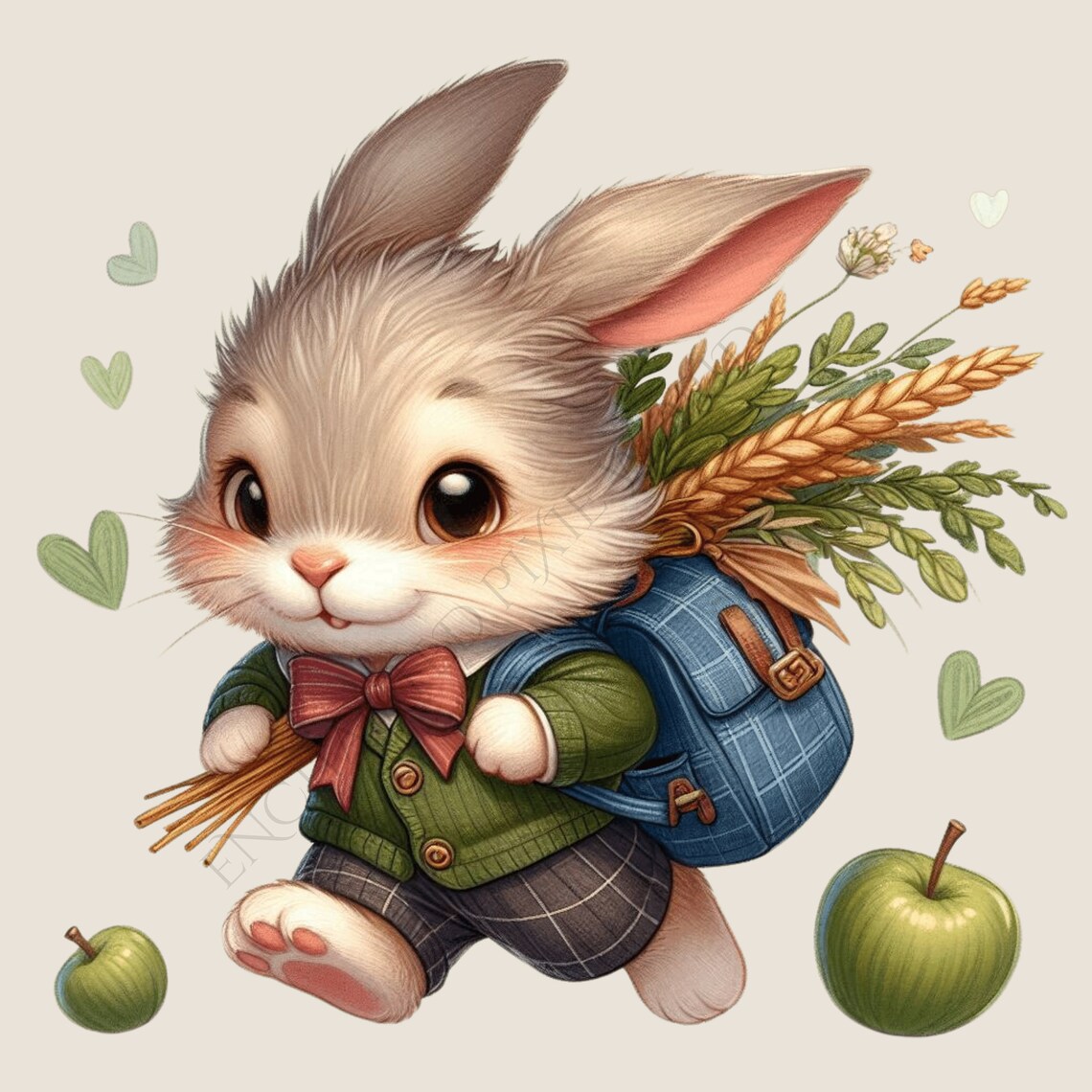 Back to School Bunny Rabbits Clipart Pack Teachers Pupils Digital Art ...