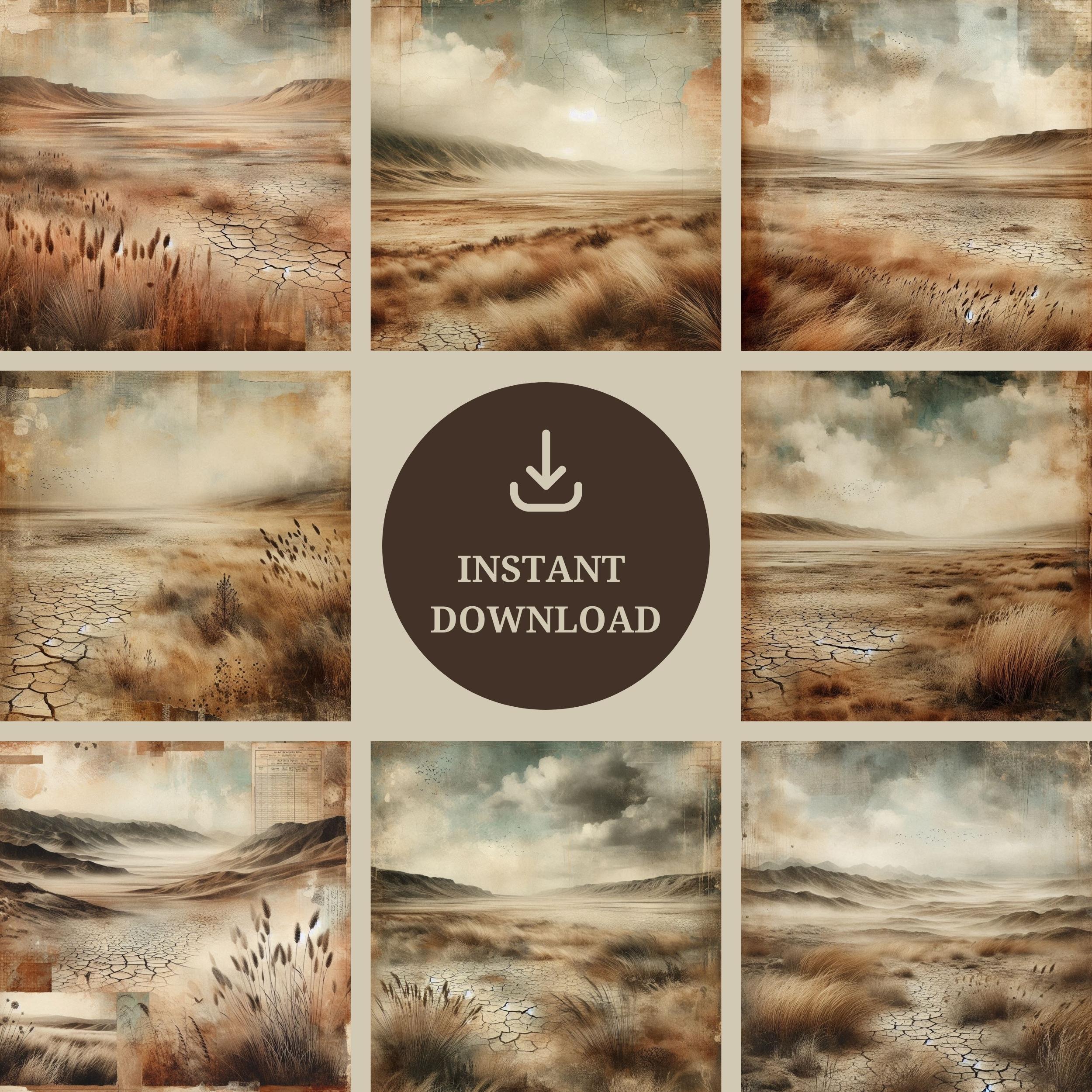 Desolate Landscapes Digital Paper Pack for Crafts, Grunge Aesthetic ...