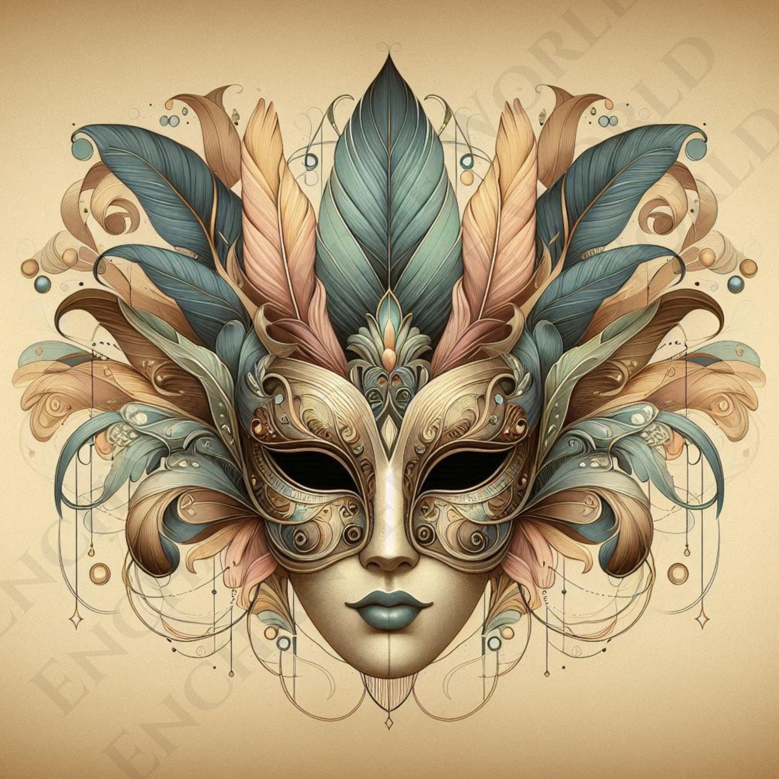 Art Deco Venetian Masks Digital Papers | Masquerade Party Decor ...