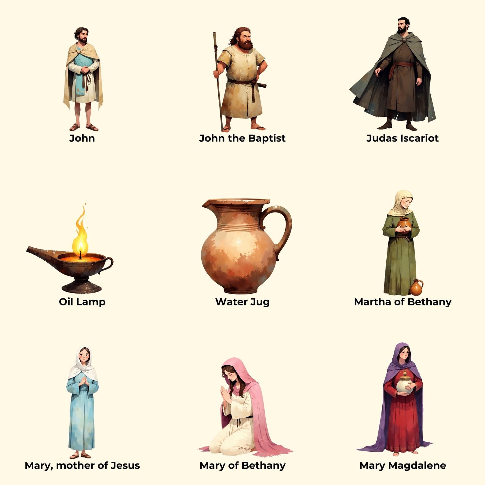 New Testament Bible Characters Clipart – Watercolor Christian PNG ...