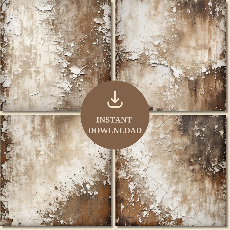 Ivory White & Mokka Brown Digital Paper, Distressed Grunge Page, Rustic ...