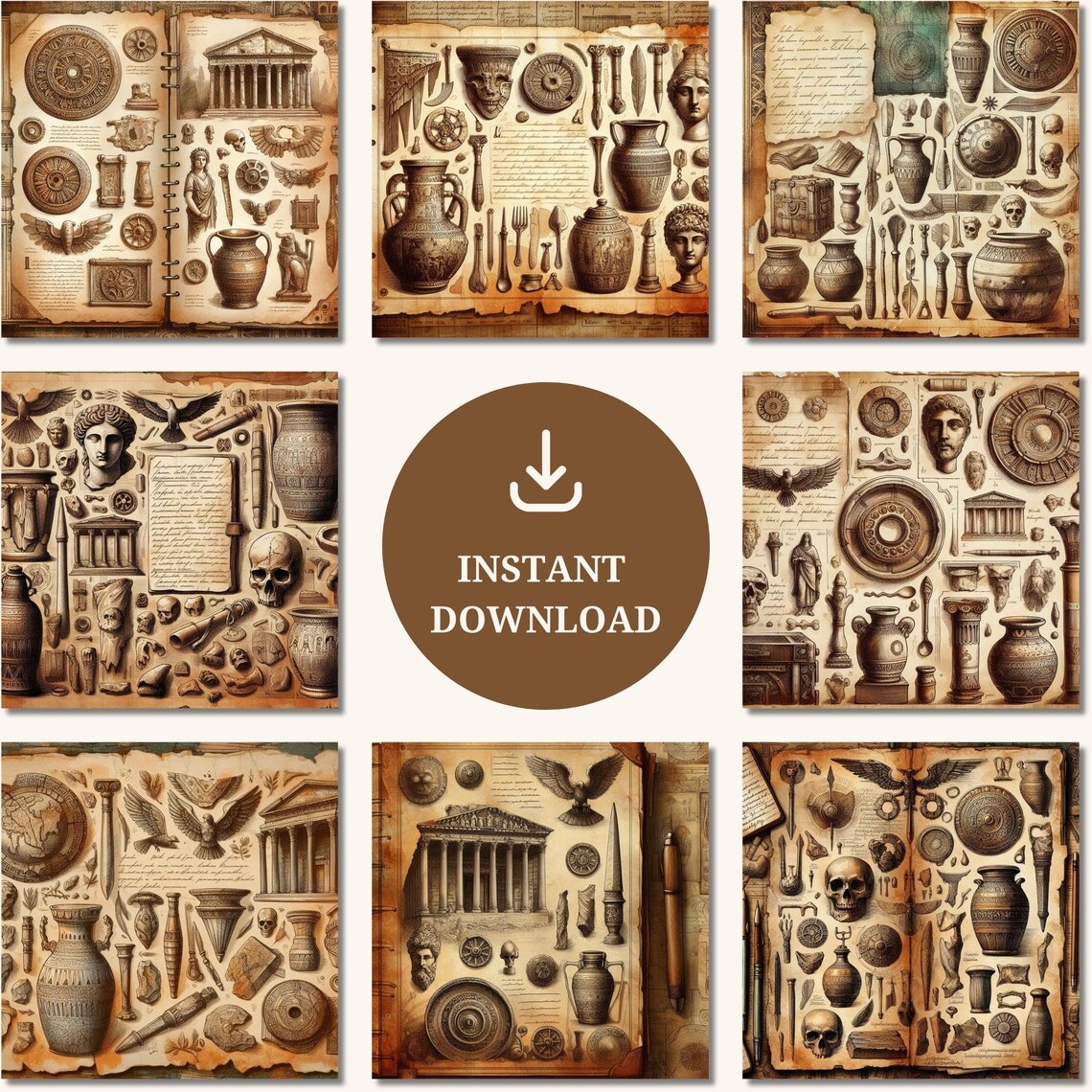 Ancient Roman Artifact Junk Journal Digital Papers | Archaeology Finds ...