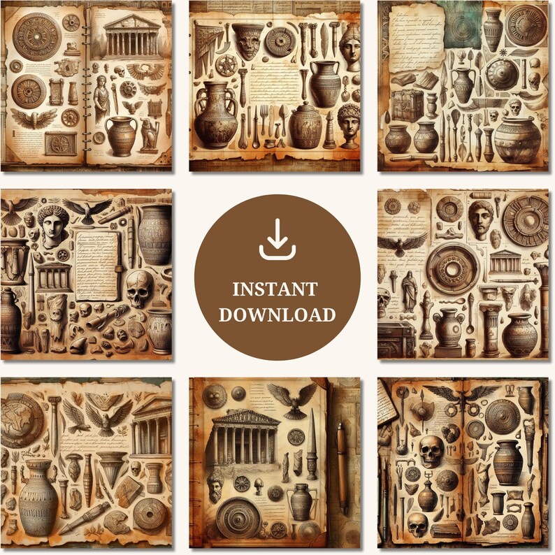 Ancient Roman Artifact Junk Journal Digital Papers | Archaeology Finds ...