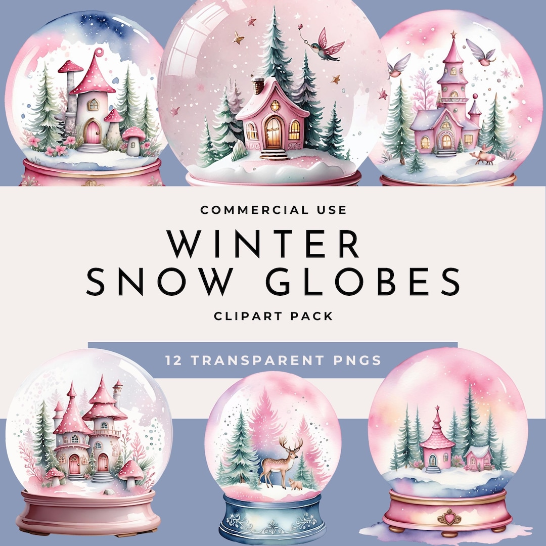 Pink Snow Globe Enchanted Forest Clipart Pack | Magical Winter ...