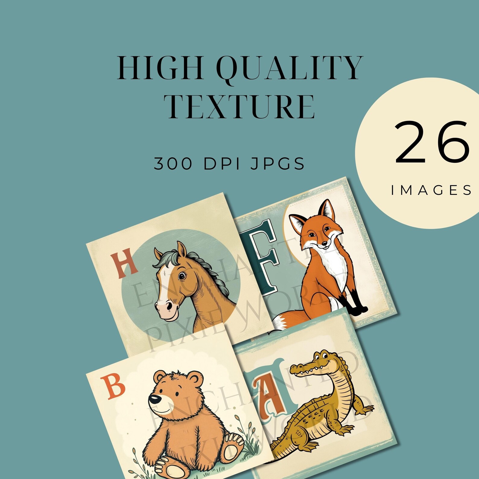 Vintage Animal Alphabet Cards – Illustrated Storybook-style Digital ...