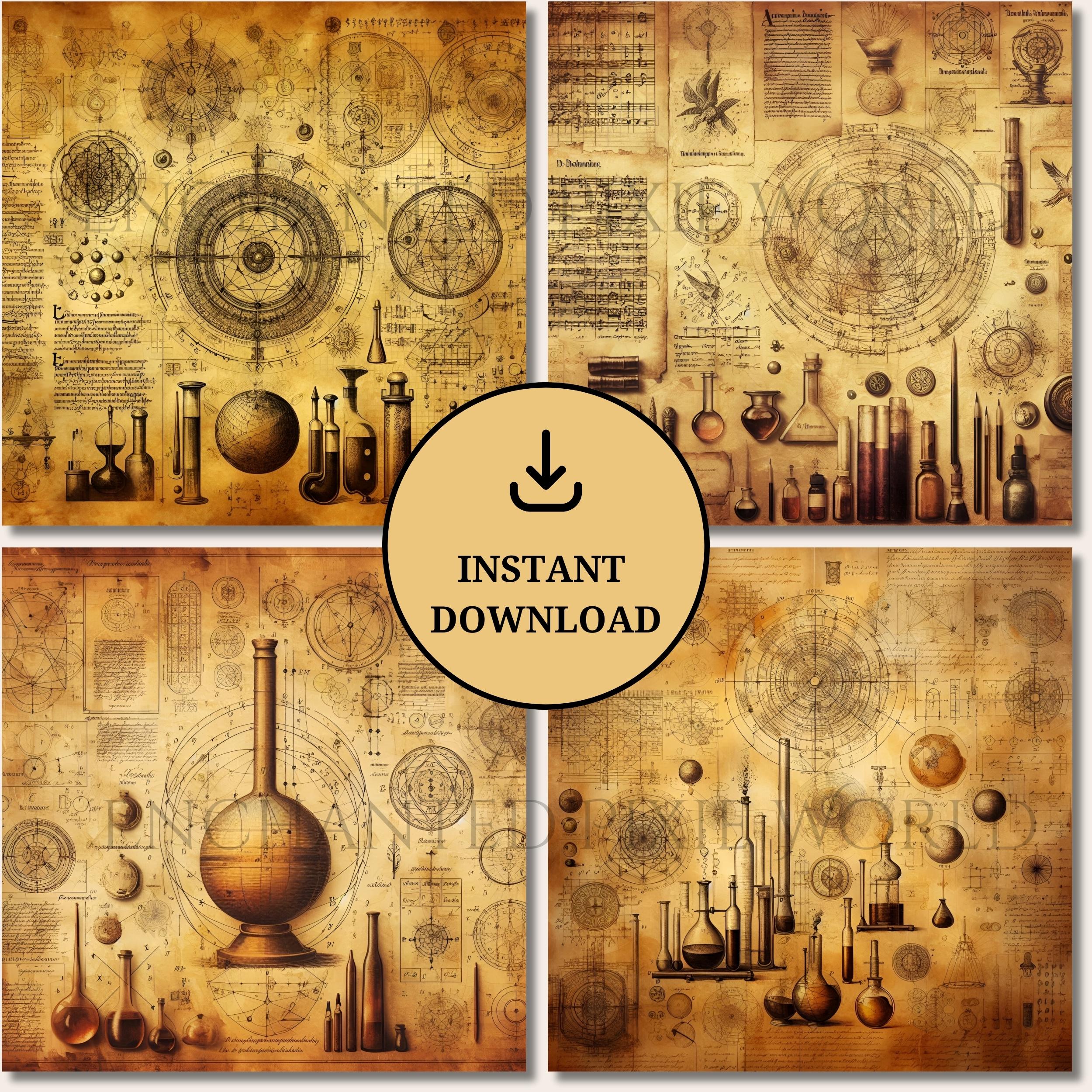 Alchemist Charts Digital Paper Pack – 16 Vintage Alchemy Backgrounds ...