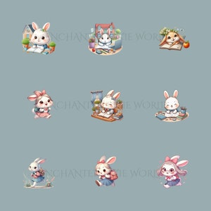 Back to School Bunny Rabbits Clipart Pack Teachers Pupils Digital Art ...