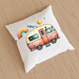 Summer Retro Caravans Clipart Pack, Caravanning Camping Vacation ...