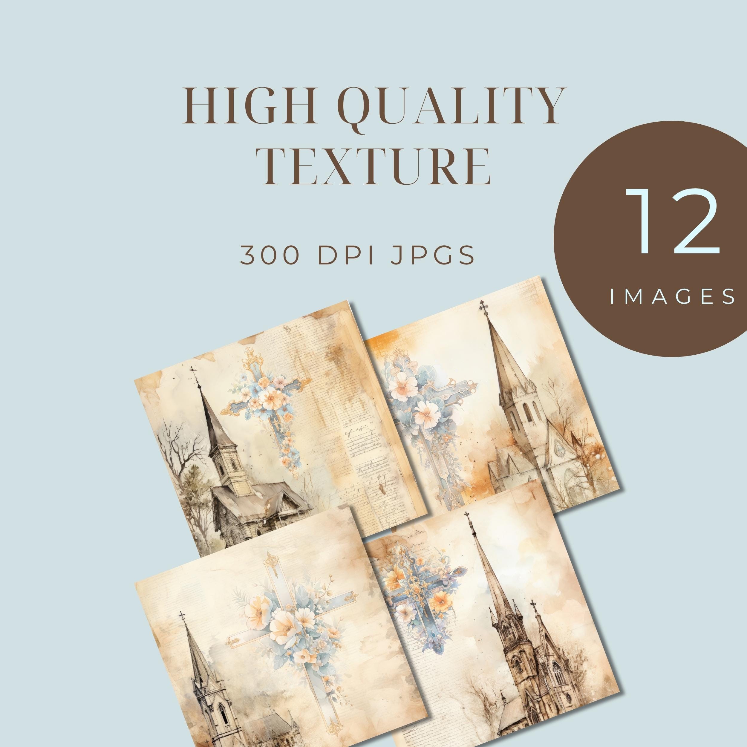 Spiritual Dream Digital Paper Pack, Vintage Church, Floral Cross ...