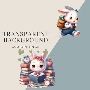 Back to School Bunny Rabbits Clipart Pack Teachers Pupils Digital Art ...