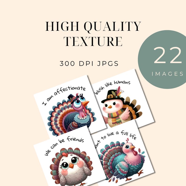 Save a Turkey Digital Paper - Whimsical Thanksgiving Poultry ...