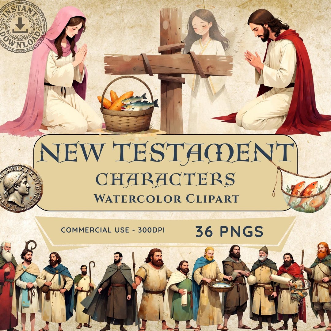 New Testament Bible Characters Clipart – Watercolor Christian PNG ...