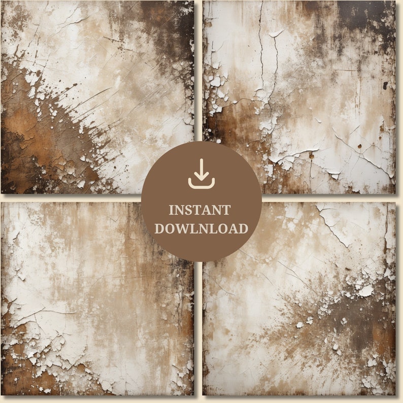 Ivory White & Mokka Brown Digital Paper, Distressed Grunge Page, Rustic ...