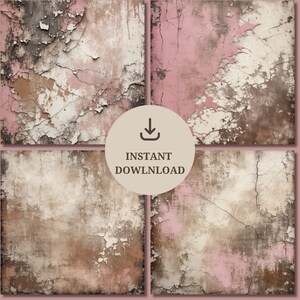 Distressed Grunge Dusky Pink Square Digital Papers, Cream Rustic Sepia ...