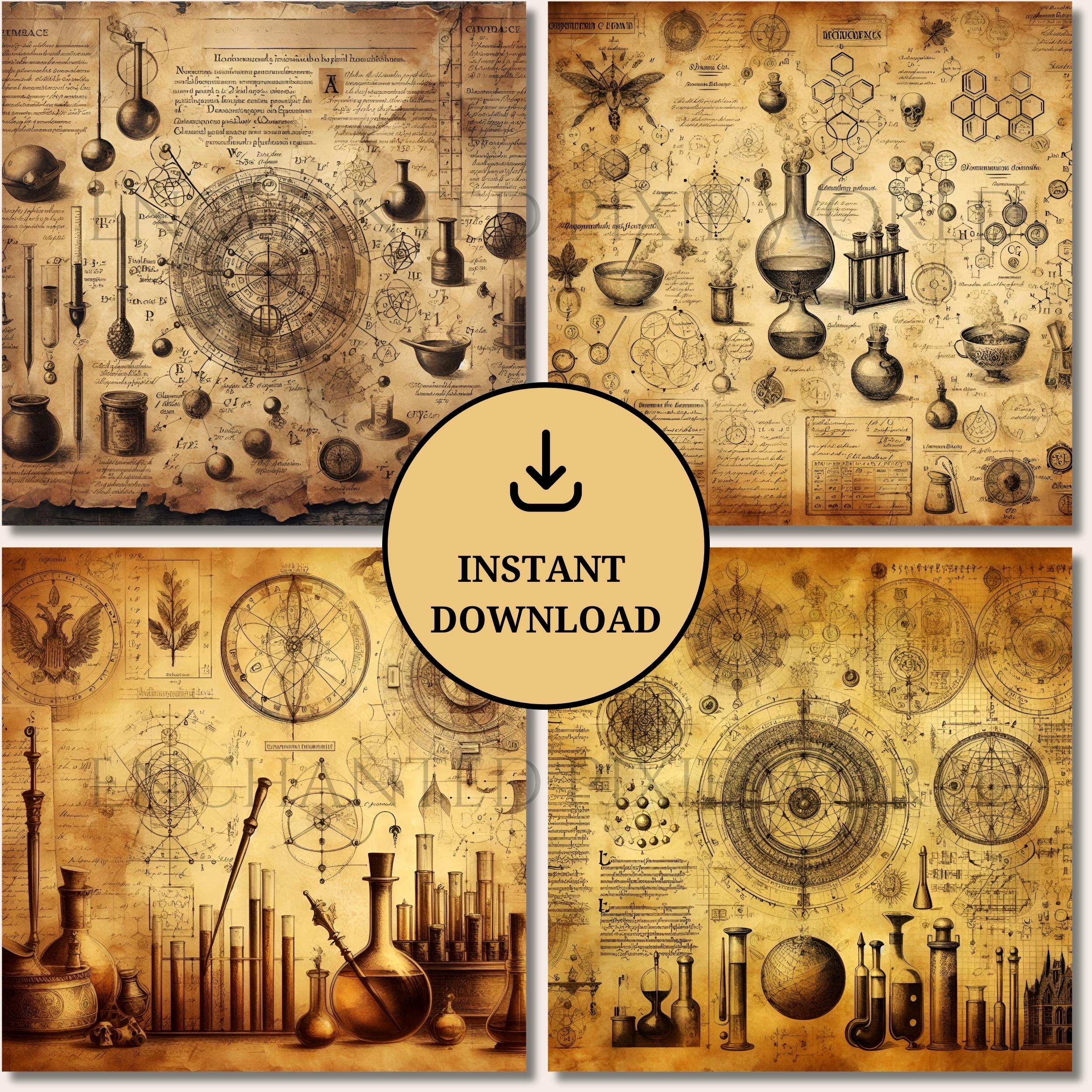 Alchemist Charts Digital Paper Pack – 16 Vintage Alchemy Backgrounds ...