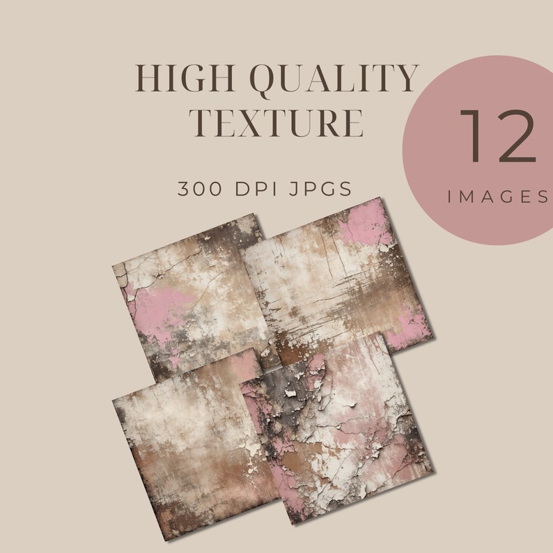 Distressed Grunge Dusky Pink Square Digital Papers, Cream Rustic Sepia ...