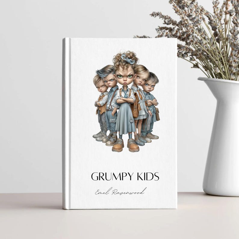 Funny Back to School Clipart. Grumpy Kids Cartoon PNG, Instant Digital ...