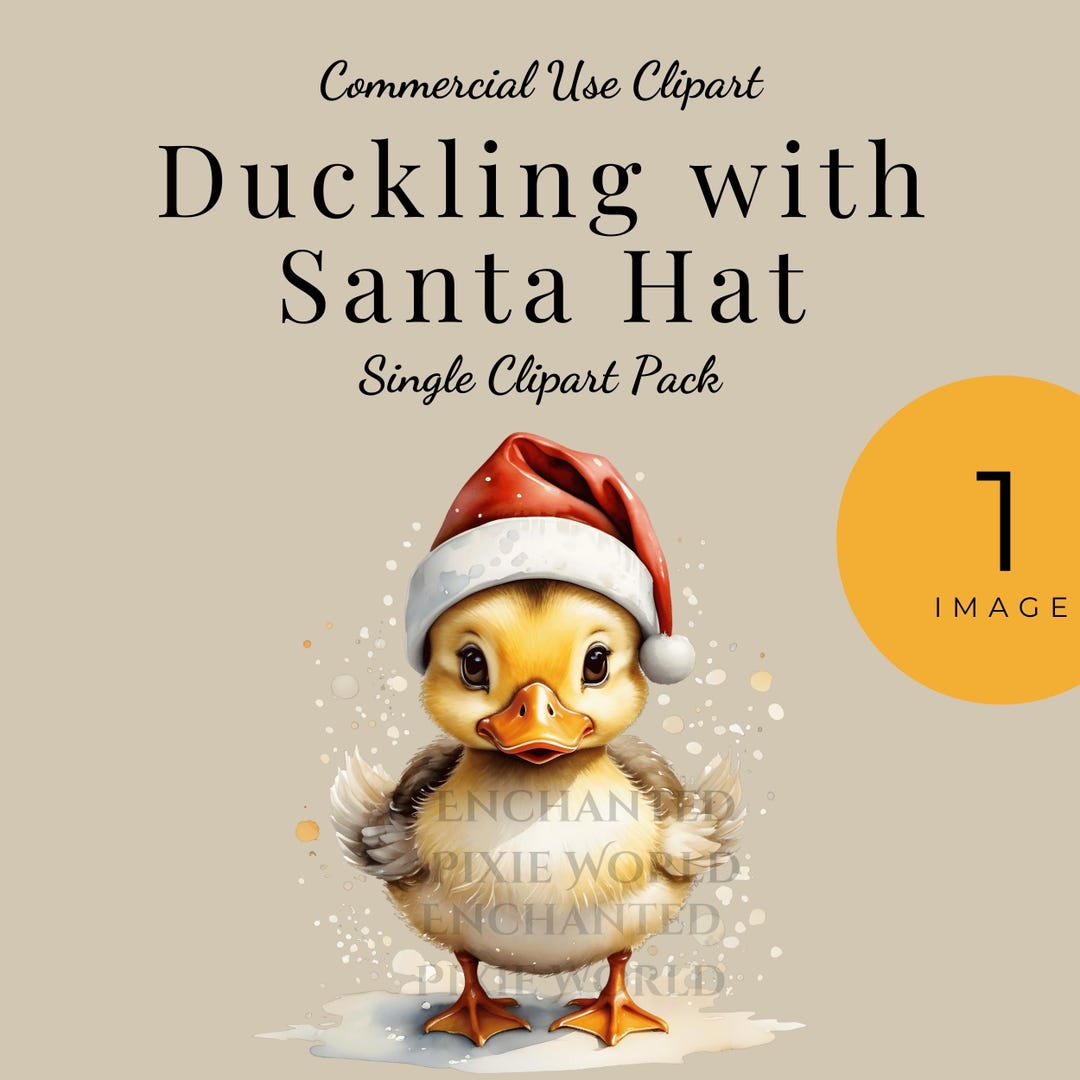 Cute Duck With Santa Hat Clipart - Adorable Christmas Duckling ...