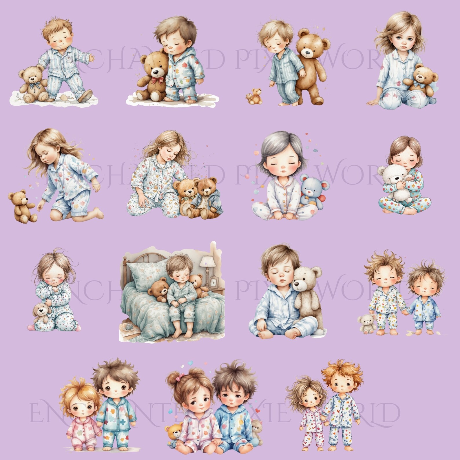 Sleepy Pyjama Party Clipart Pack Bedtime Boho Balloons Digital Art ...
