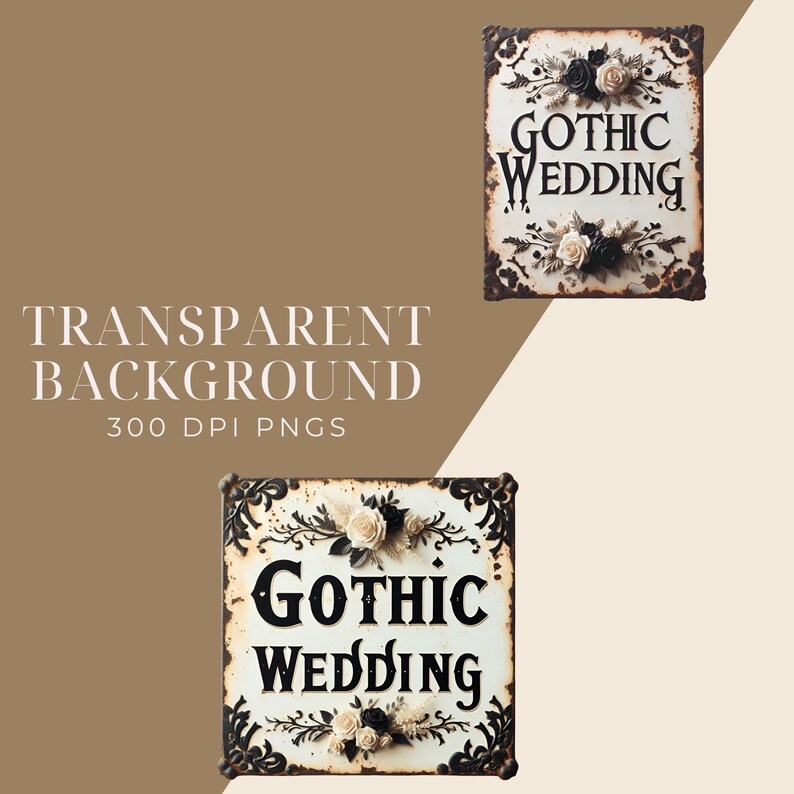 Rustic Gothic Signs Clipart | Vintage Shabby Chic Romance | Dark ...