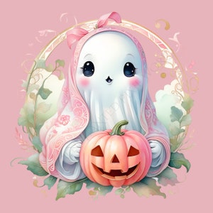 Halloween Happy Boho Ghosts Clipart Pack Cute Spooky Sweet Digital Art ...