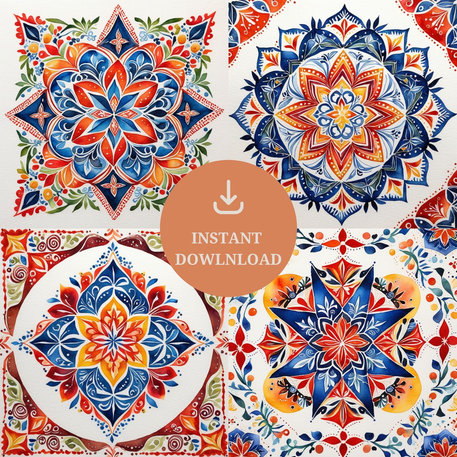 Primary Colours Nordic Folk Art Style Star Traditional Scandinavian ...