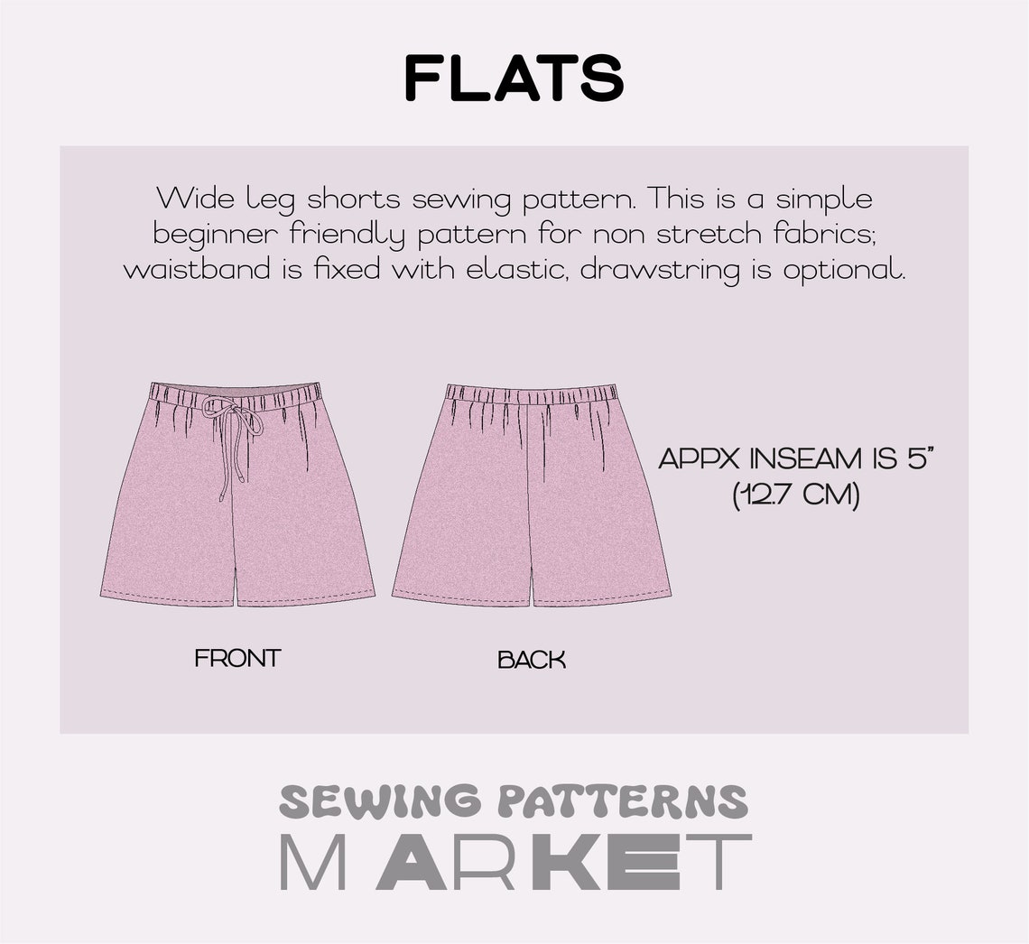 Women Shorts Sewing Pattern for Beginners, Wide Flared Shorts Pattern ...