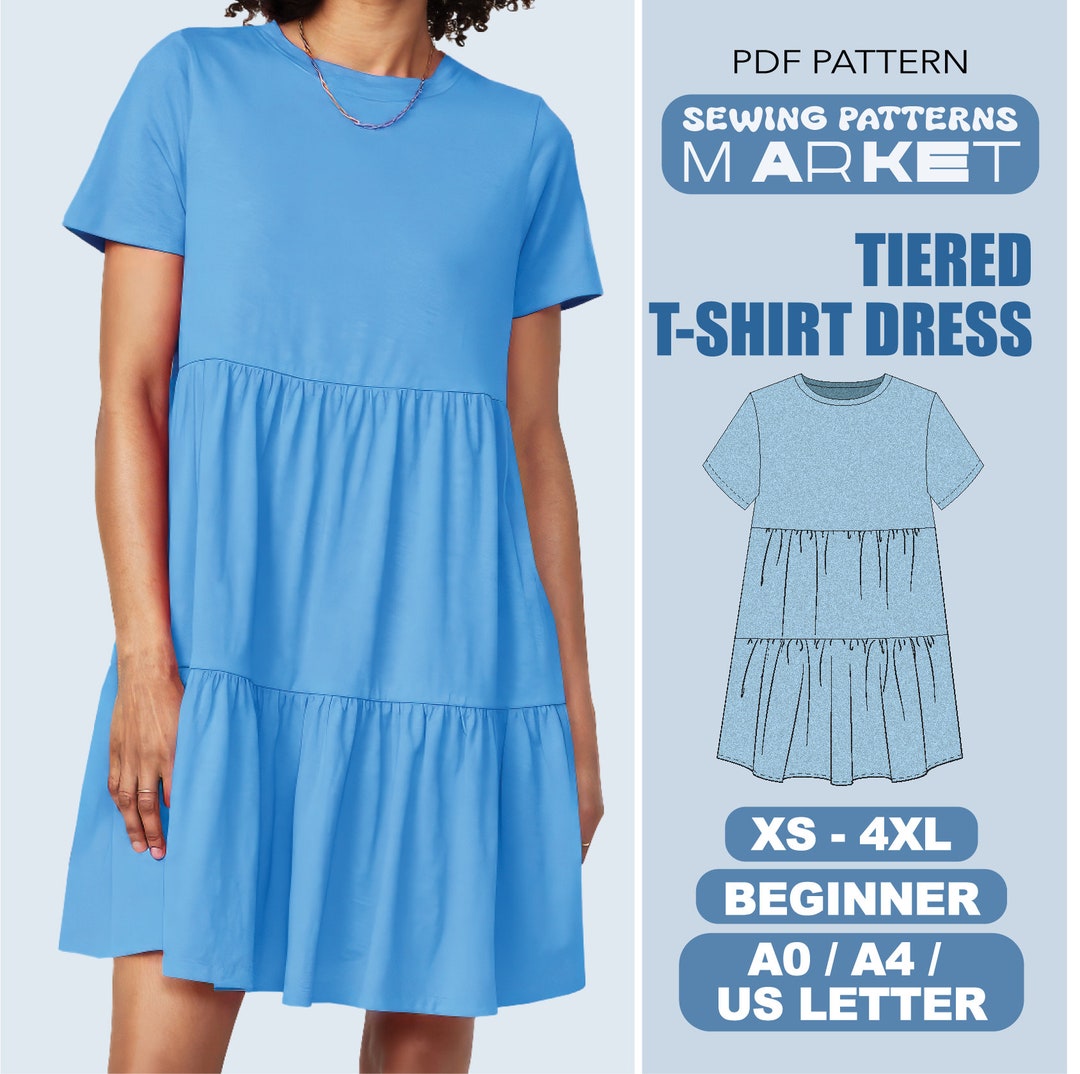 Flared Dress Sewing Pattern for BEGINNERS, XS 4XL, Short Dress Plus ...