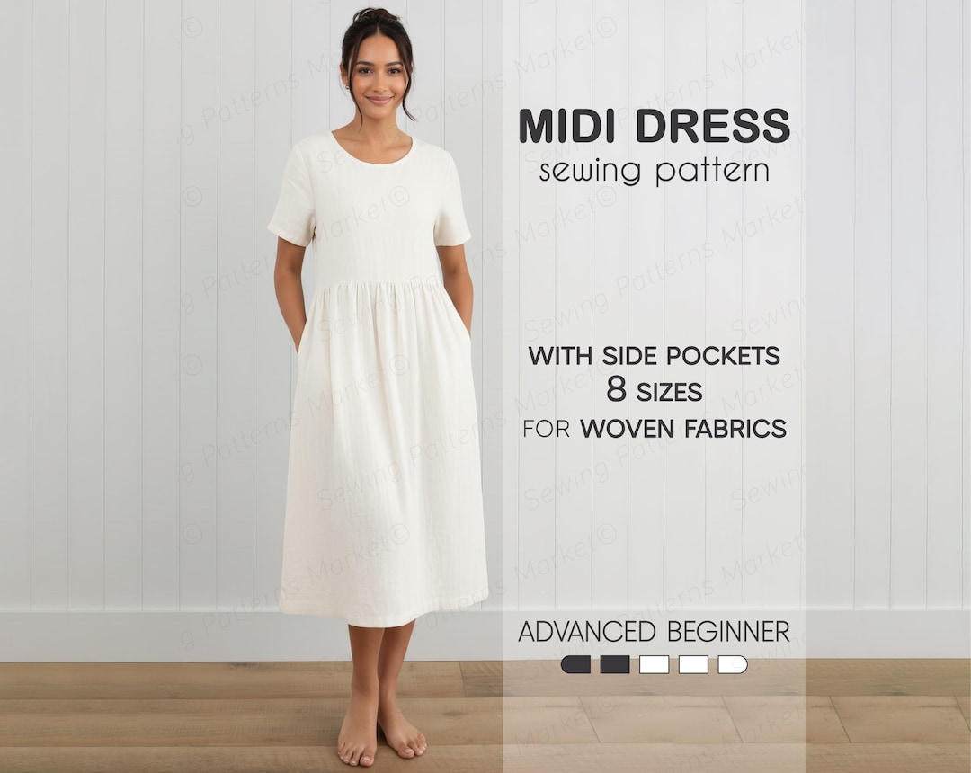 Linen Dress Sewing Pattern, Womens Dress Pattern, Simple Dress Pattern ...