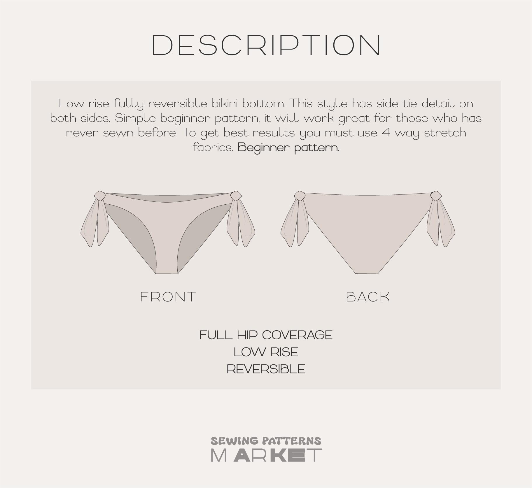 Bikini Sewing Pattern, Bikini Bottom Pattern, Reversible Swimsuit ...