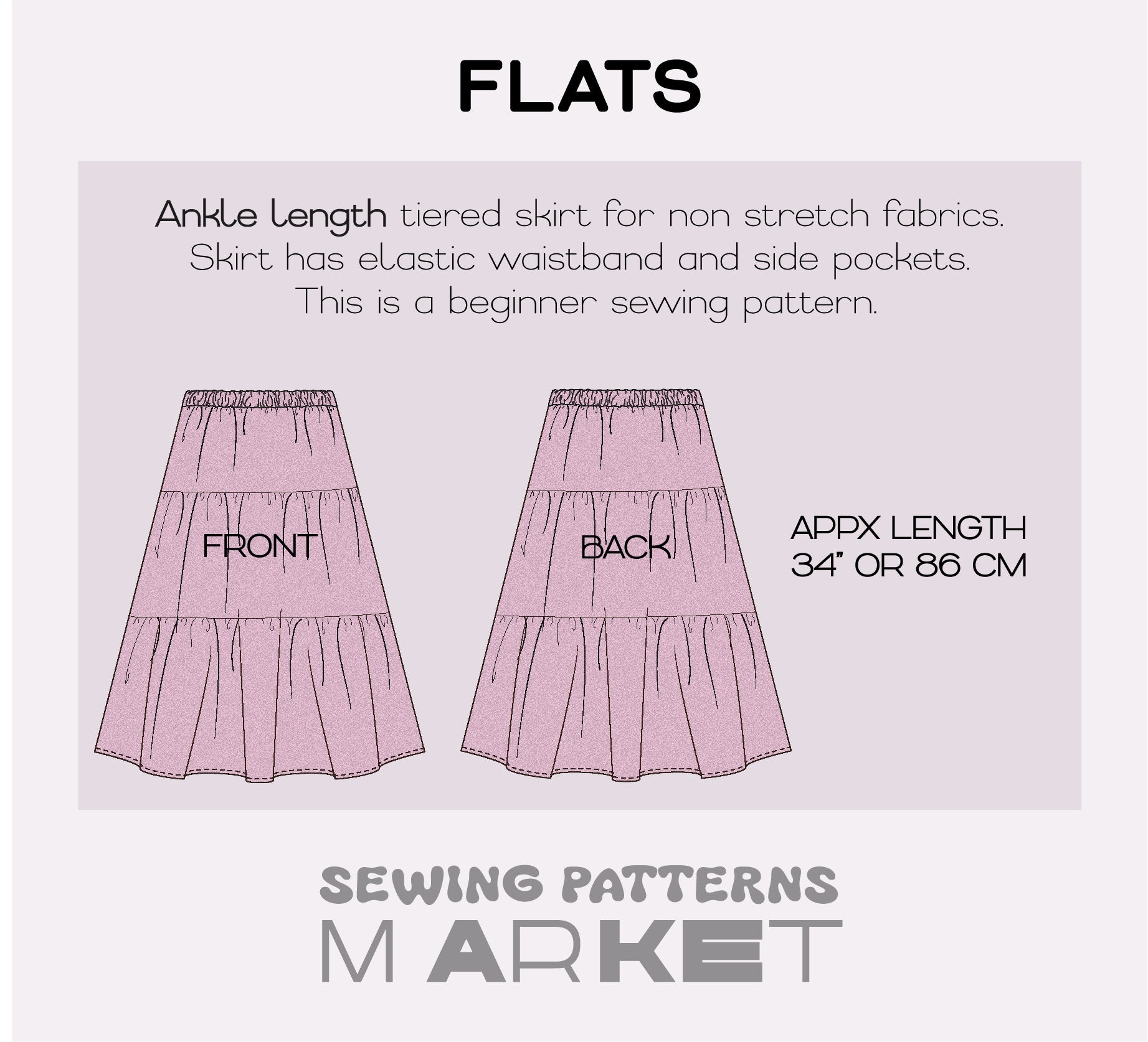 Flared Skirt Sewing Pattern Beginner Pattern Skirt With Pockets, Maxi ...
