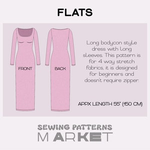Long Dress Pattern, Bodycon Dress Sewing Pattern, Maxi Dress Pattern ...