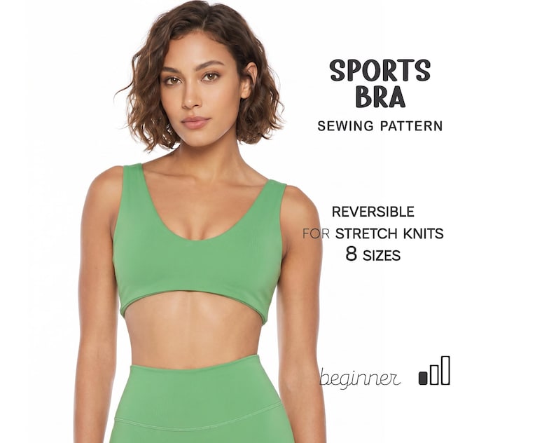 Sports Bra PDF Sewing Pattern XS - 4XL, Crop Top Beginner Pattern ...