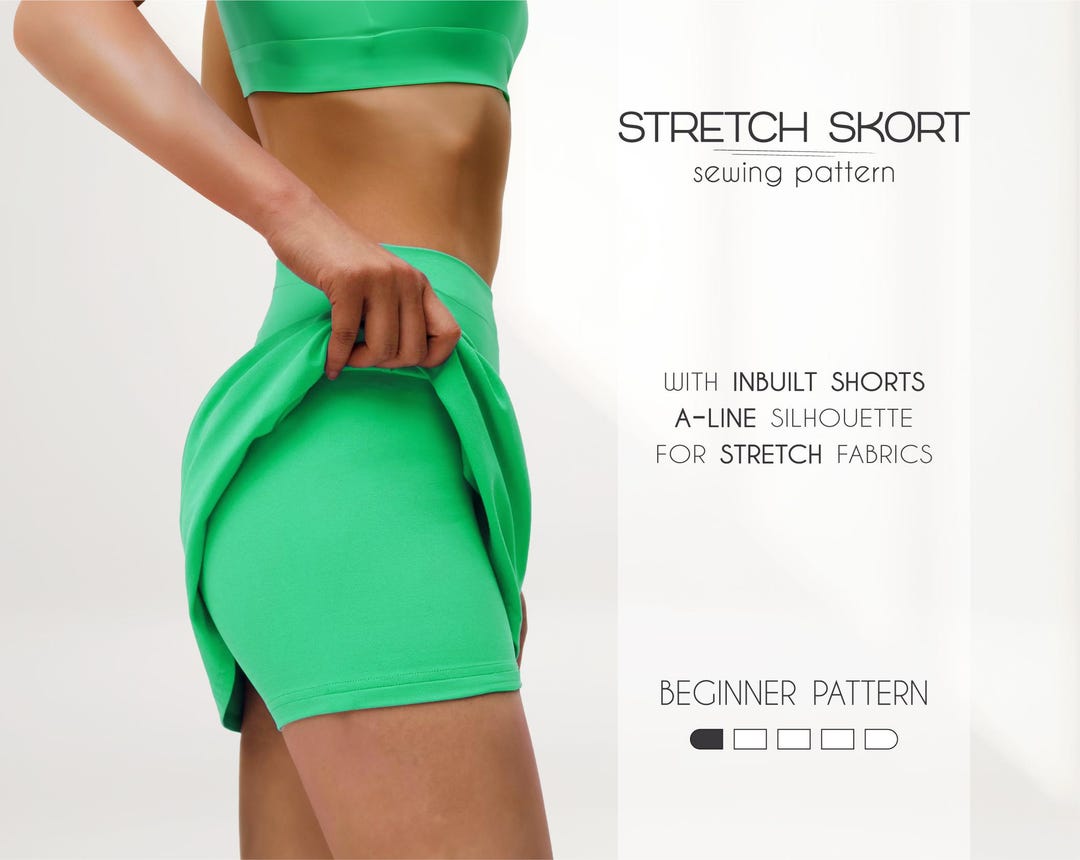 Skort Sewing Pattern, Mini Skirt Pattern for Women, Stretch Skirt ...