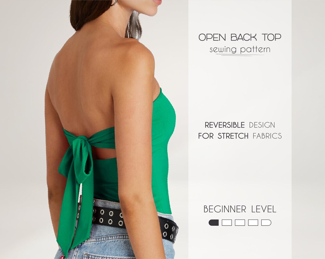 Open Back Top Pattern, Crop Top Sewing Pattern, Back Tie Top Pattern ...