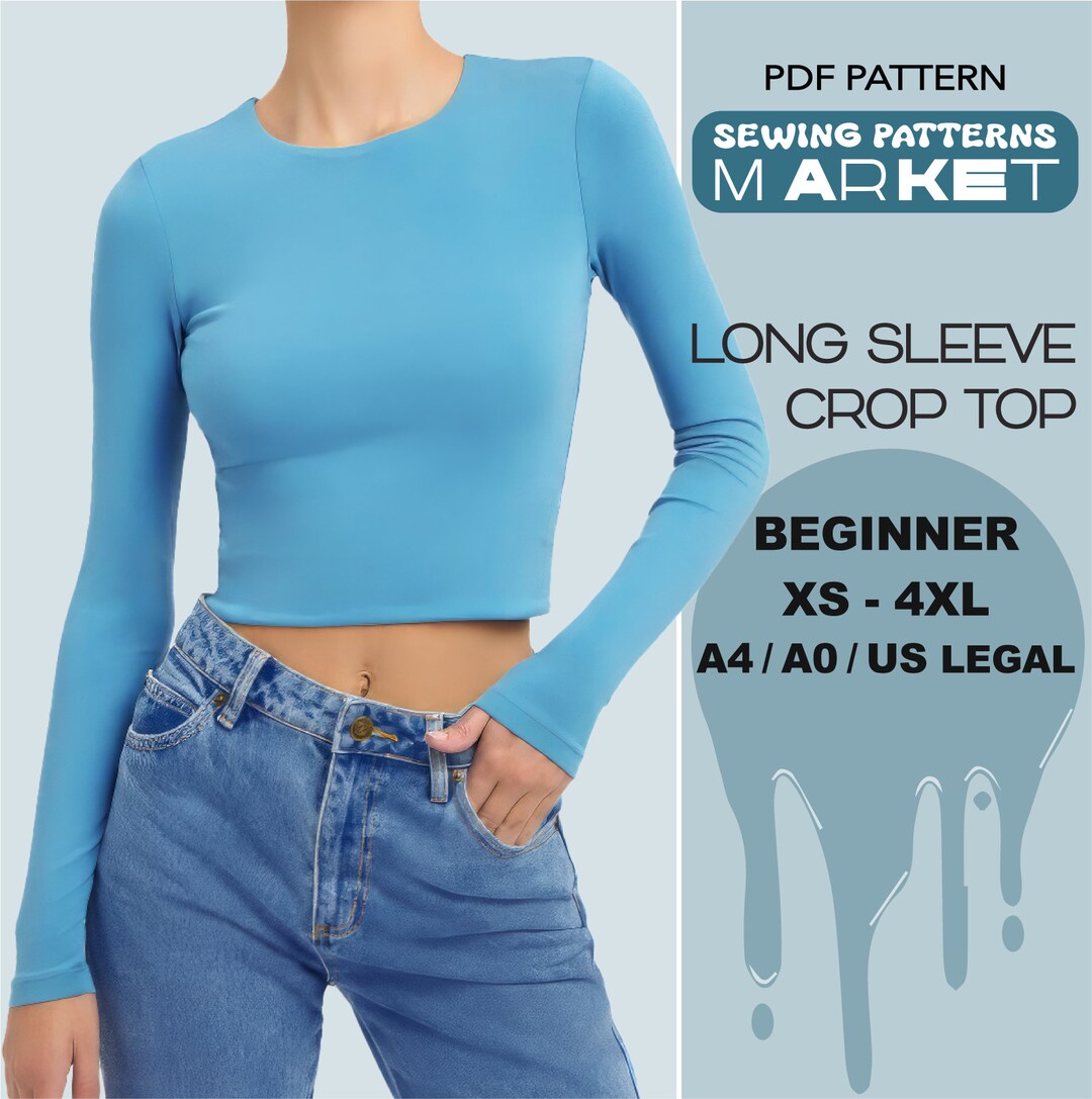 Long Sleeve Top Sewing Pattern for Women Beginner Level, Size XS 4XL ...