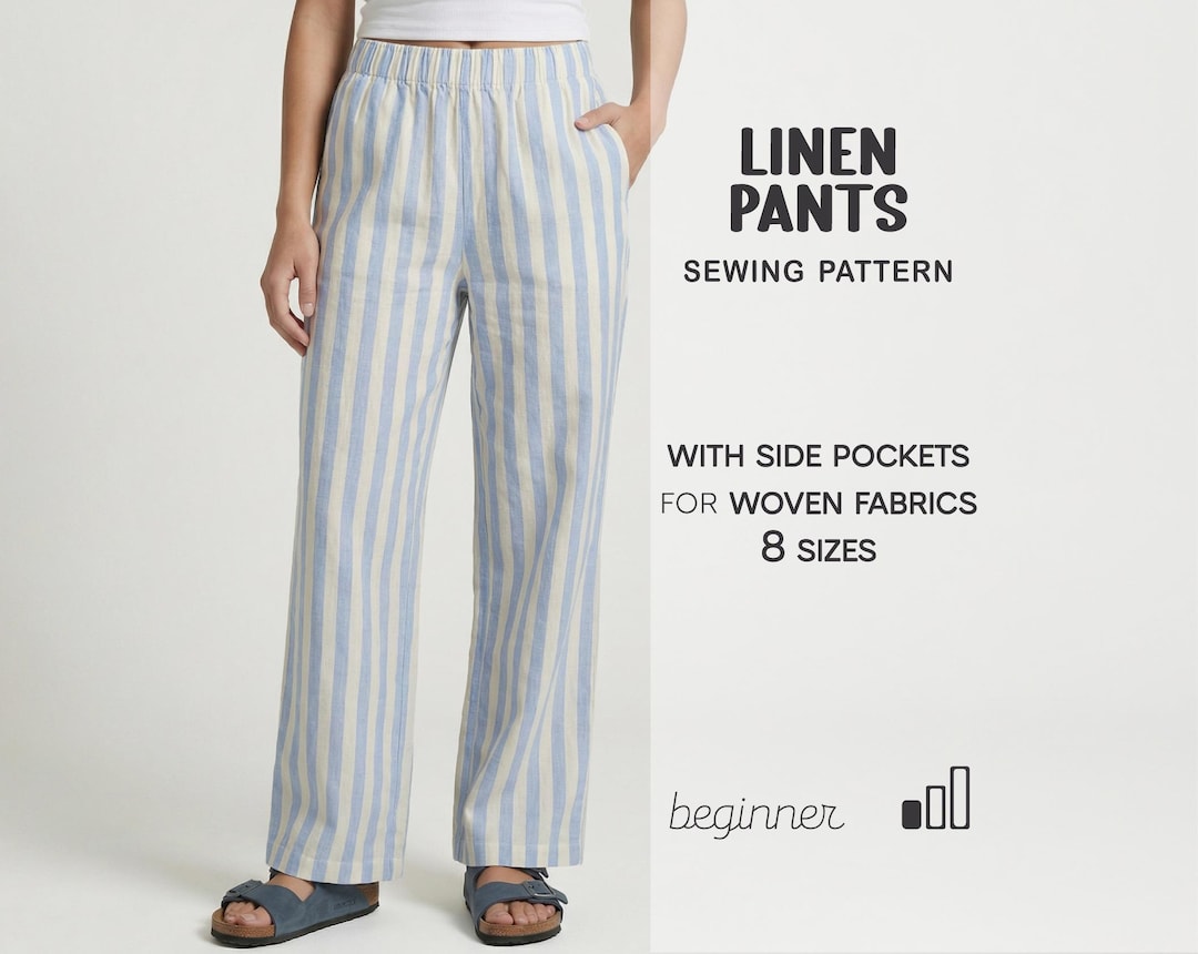 Wide Leg Pants Pattern for Women Linen Pants Sewing Pattern, Cotton ...