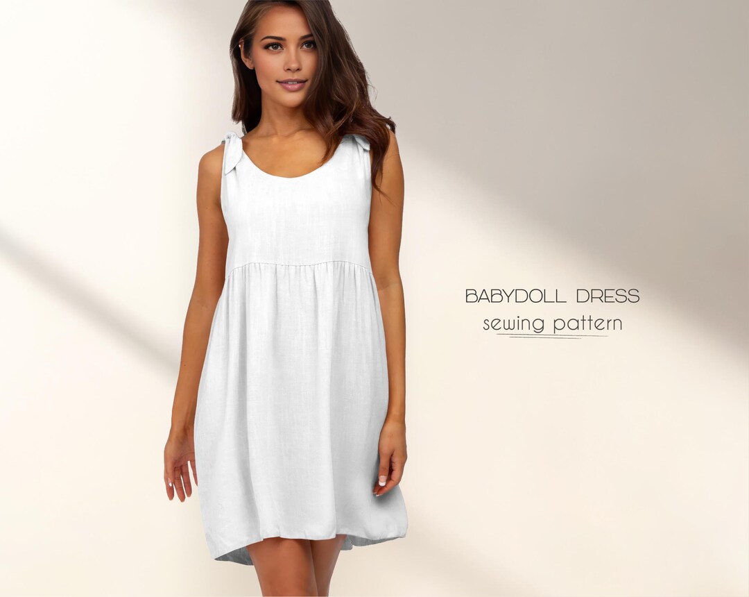 Short Dress Sewing Pattern for Beginners, Babydoll Dress Pattern, Plus ...