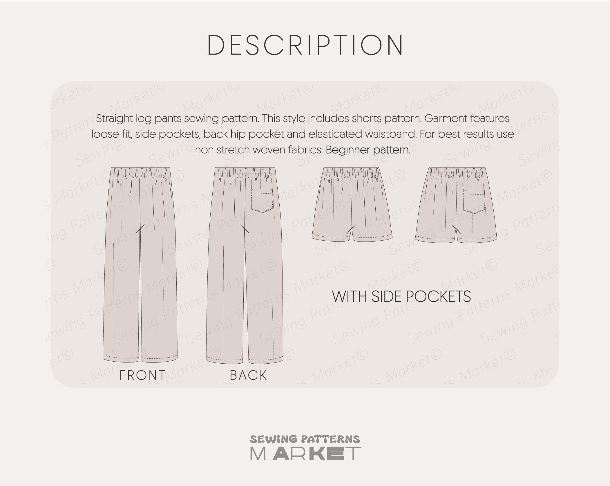 Wide Leg Shorts Pattern, Linen Shorts Sewing Pattern, Women's Short ...