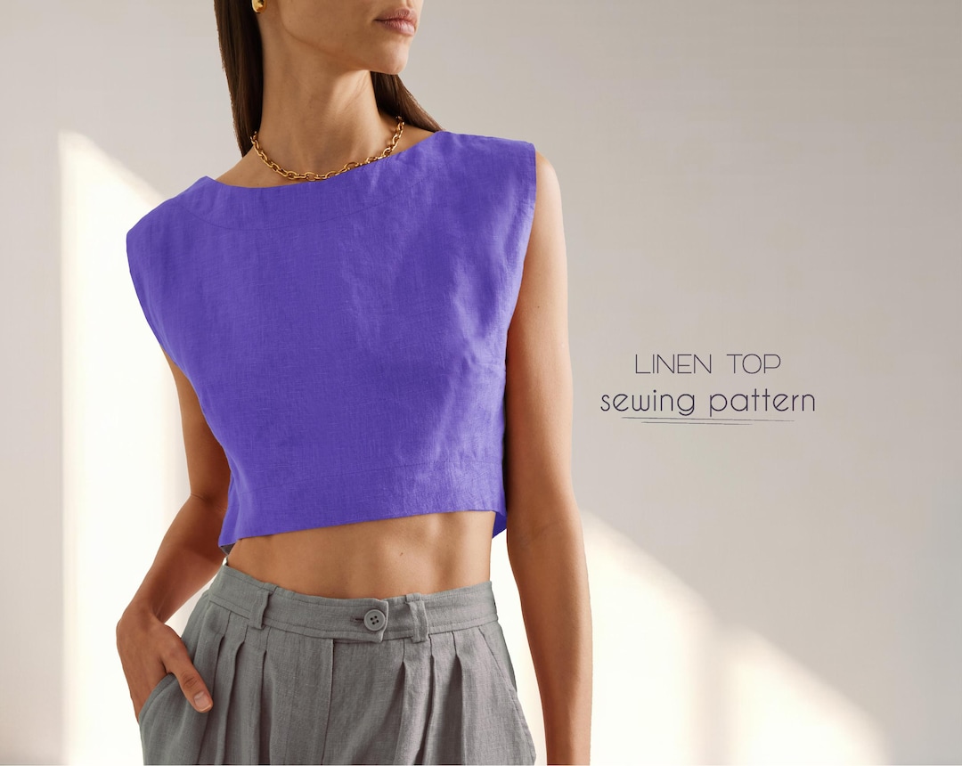 Linen Blouse Top Sewing Pattern Womens Digital Patterns Plus Size XS ...