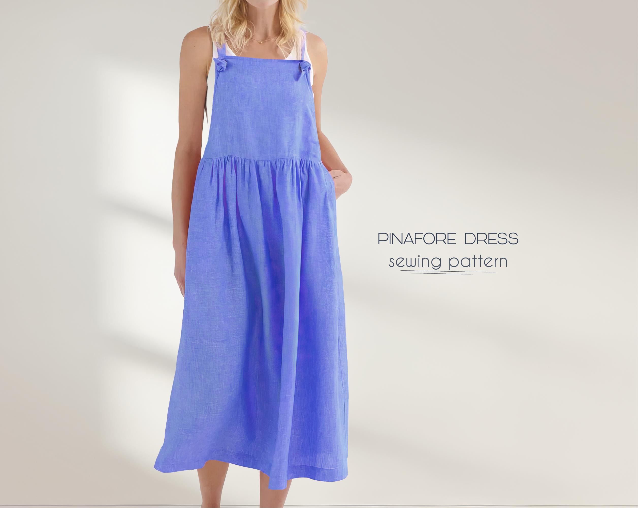 Pinafore Dress Pattern, Beginner Jumper Dress Sewing Pattern, Womens ...