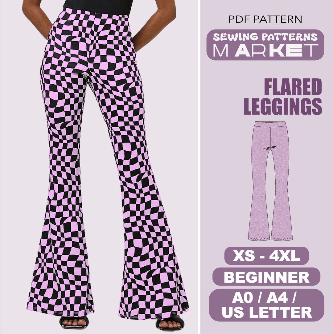 Flared Pants Sewing Pattern Beginner Level, Size XS 4XL, Digital Sewing ...