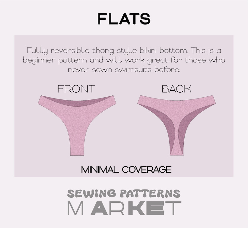Bikini Pattern Beginner Level XS - 4XL, Thong Swimsuit Pattern, String ...