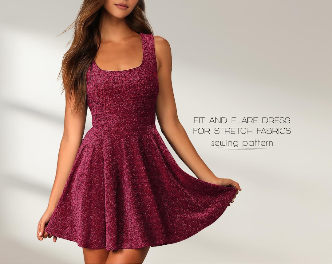 Flare Dress Pattern, Skater Dress Sewing Pattern, Fit and Flared Dress ...