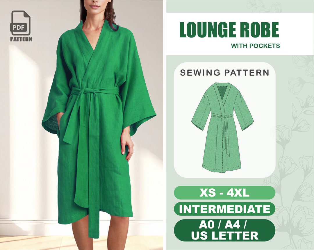 Women Robe Sewing Pattern, Wrap Dress Pattern, Bath Robe Beginner ...