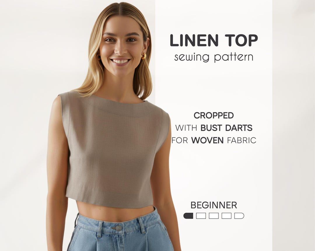 Sewing Patterns for Women, Linen Top Pattern, Crop Top Pattern, Tunic ...