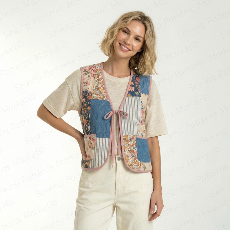Quilted Vest Sewing Pattern, Patchwork Vest Pattern, Quilted Jacket ...