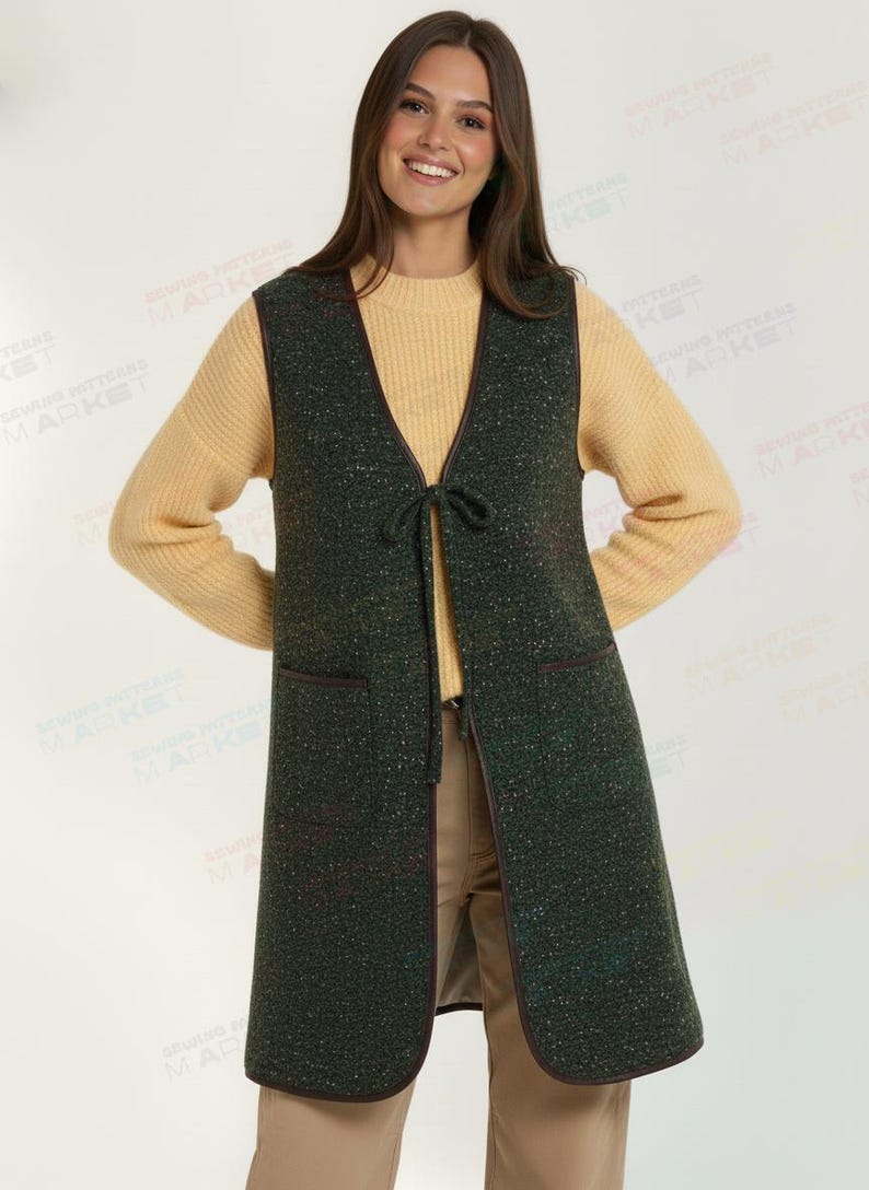Winter Coat Sewing Pattern for Women, Vest Pattern, Sleeveless Long ...
